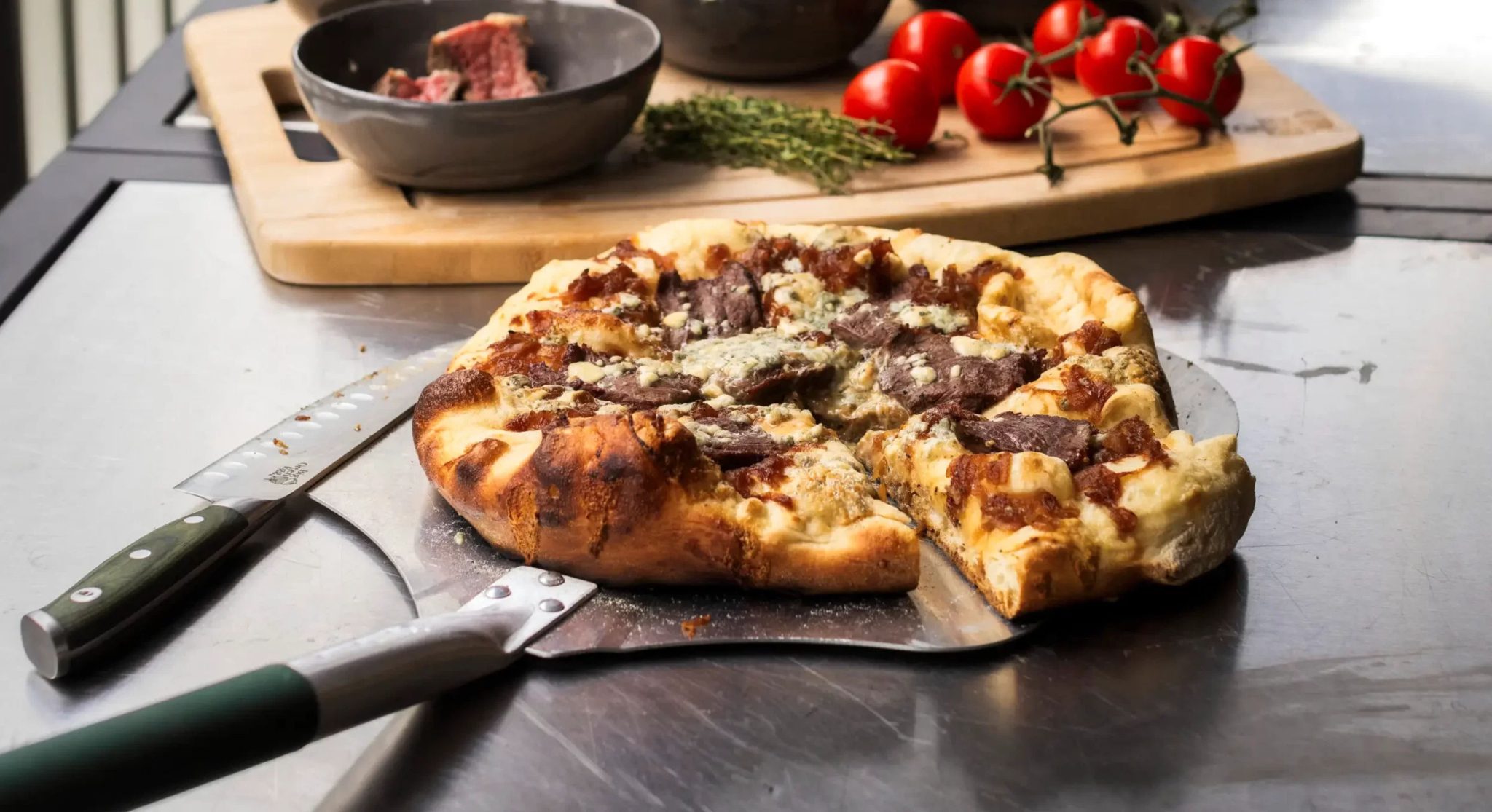Steak and Bleu Cheese Pizza | Townley Pool and Spa